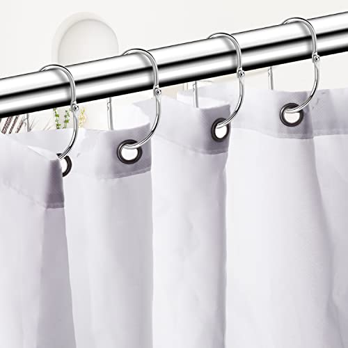 EVOOKA Shower Curtain Hooks Rings,12Pcs Rustproof Metal Shower Hooks for Shower Curtain,Glide Smoothly Oval Shower Rings for Curtain,Shower Curtain Rings for Bathroom Shower Rod(Silver)