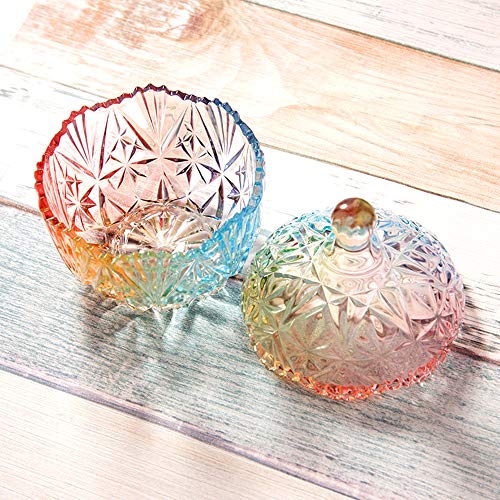 Danmu 1Pc Colorful Glass Storage Jar, Candy Jar with Lid, Cookie Jar, Jewelry Box Buffet Jar Biscuit Containers (260ml / 9oz)