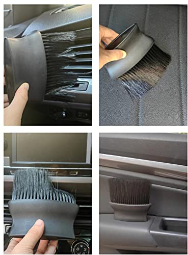 Grafken Car Long Hair Wide Handle Brushes Auto Interior Detail Cleaning Dust Removal Brush for Car Interior, Air Vents, Dashboard, Emblems, Scratch Free, black