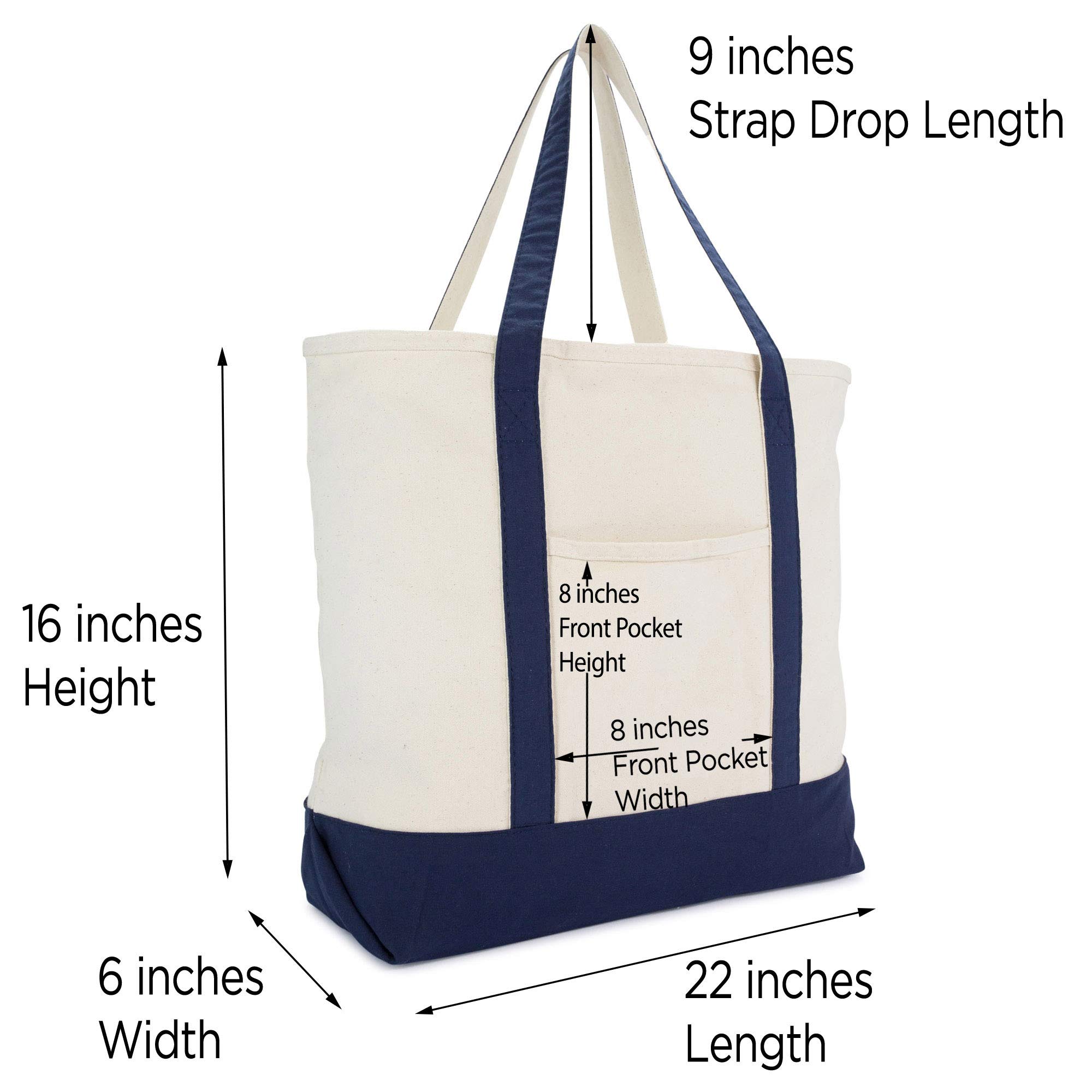 DALIX Monogram Tote Bag Personalized Initial Navy Blue - A