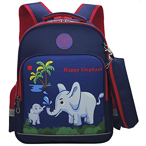 Cute Elephant Kids Backpack Schoolbag for Boys Elementary Kindergarten Preschool School Bag With Pencil Bag