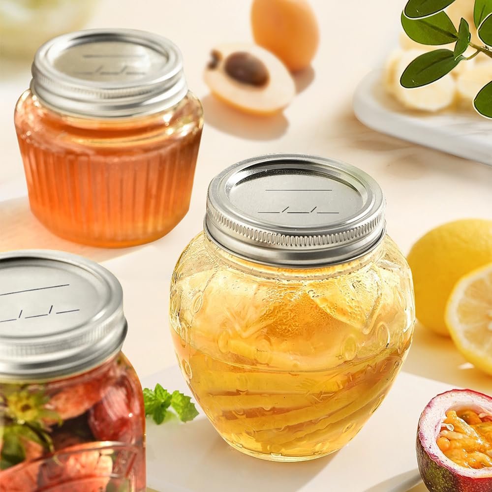Canning Lids Regular Mouth For Ball/Kerr Jars, Split-Type Metal Mason Jar Lids with Silicone Seals, Silver, 48 Count