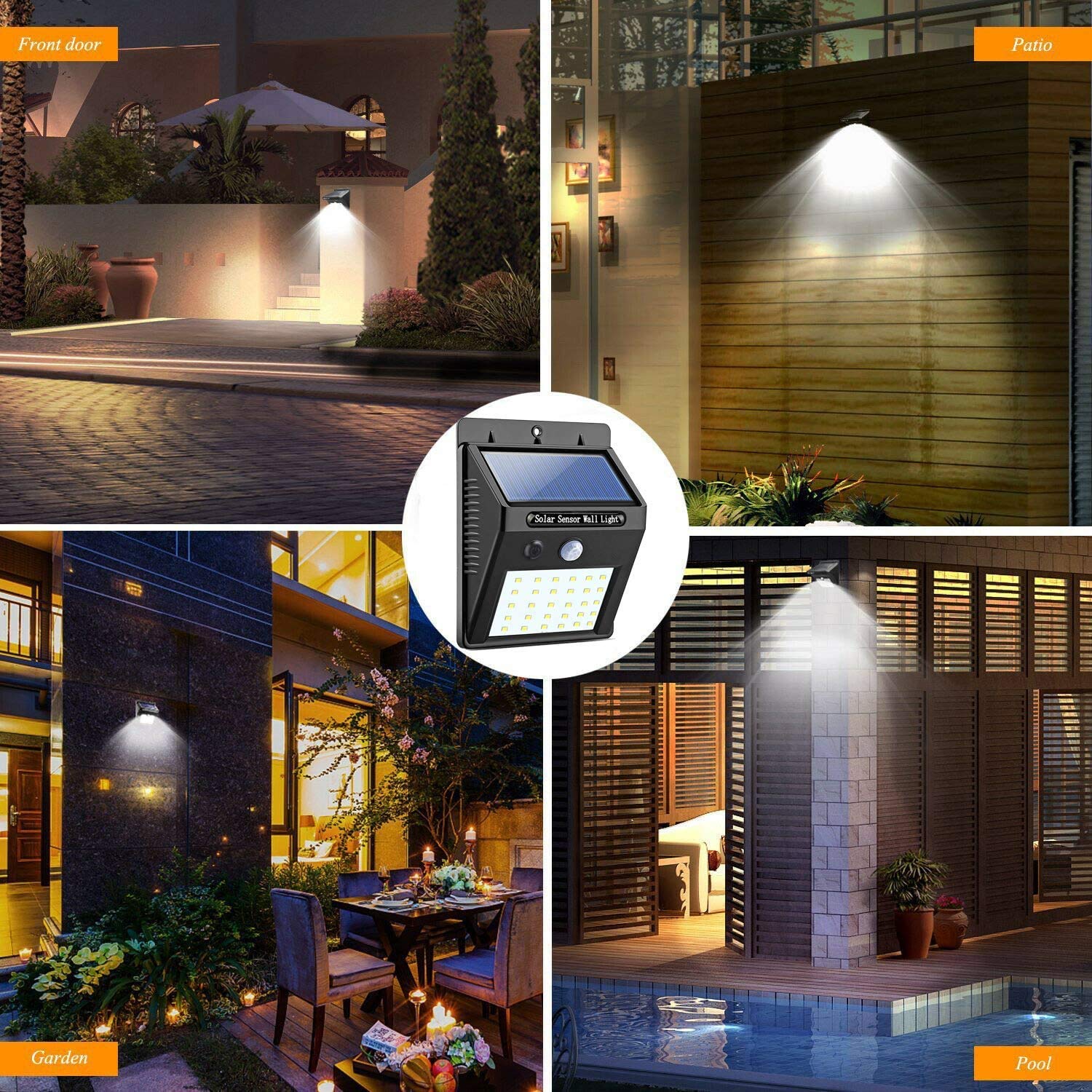 JHBOX Solar Powered Motion Lights 30 LED, Solar Outdoor Lights Motion Sensor Waterproof Luces Solares para Exteriores, Solar Sconce Lights Outdoor for Home Safety Christmas Gifts (1 Pack)