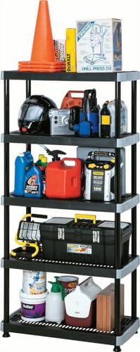CFSAFK Heavy-Duty 5-Shelf Polypropylene Garage Shelves, Black