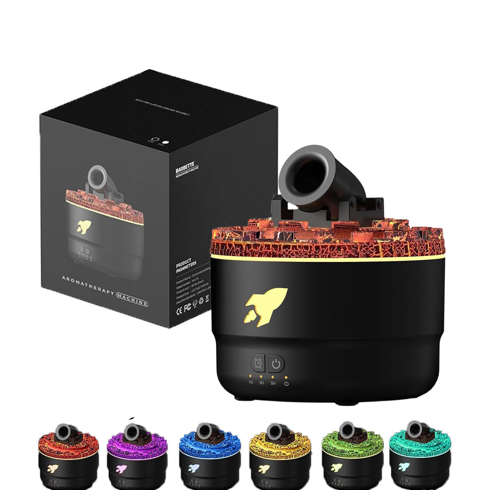 Cannon Blast Aroma Humidifier, Cannon Humidifier, Cannon Humidifier Diffuser, Cannon Blast Turret Humidifier Silent Diffuser, Home Desktop Humidifier with Colorful LED Lights-Black