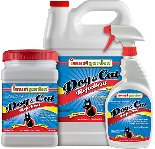 I Must Garden Dog and Cat Repellent: All Natural Spray to Stop Chewing and Repel from Yards, Plants, and Gardens β 32oz Easy Spray Bottle
