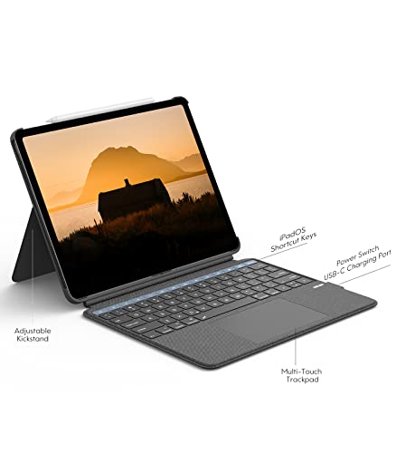 CHESONA Magnetic Detachable iPad Pro 12.9-inch (6th gen - 2022) Keyboard Case, Multi-Touch Trackpad, 7-Color Backlit, Magnetic Bluetooth Keyboard with Kickstand for iPad Pro 12.9 6th/5th/4th/3rd Gen