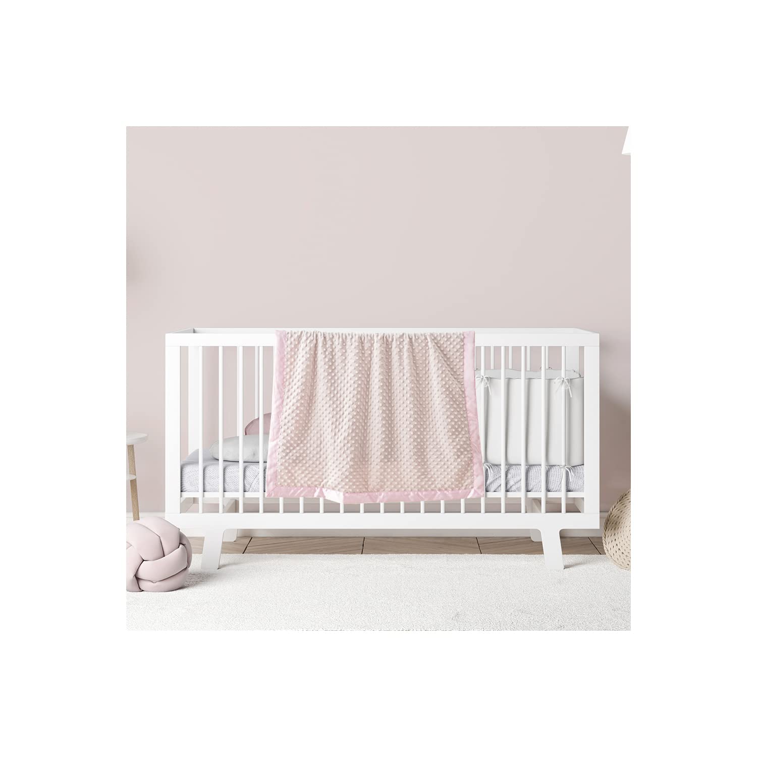Heavens Cuddles Minky Dot Satin Baby Blanket (36"x48") (Pink/Gray)