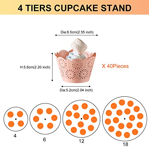 Cupcake Stand, 4 Tier Round Acrylic Cupcake Display Stand Holder, Clear Dessert Pastry Tower for Wedding, Birthday, Theme Party, Baby Shower