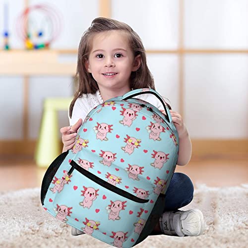 Cute Axolotl Backpack 17 Inch, Laptop Backpack Lightweight Backpack Casual Daypack With Adjustable Straps.Cute Funny Axolotl