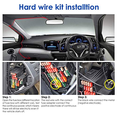 Dash Cam Hardwire Kit 12-24V to 5V / 3A, Micro USB & Mini USB Hard Wire Kit Fuse for Dashcam, Dash Camera Charger Power Cord, ( 13ft