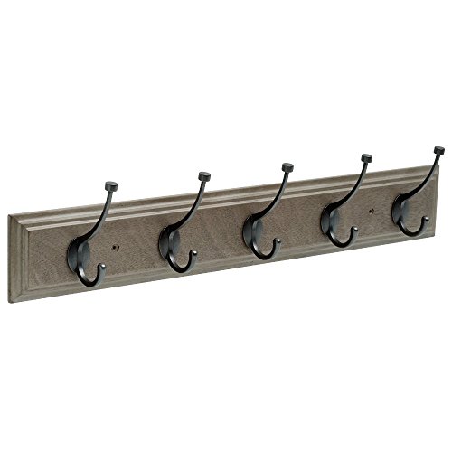 Franklin Brass FBPLLT5-513-R Rail in, 5 Pilltop Hooks, Driftwood Gray & Soft Iron