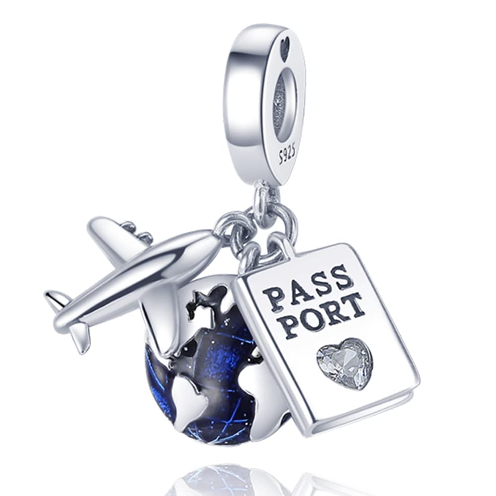 Pandach 925 Sterling Silver Charms for Bracelets and Necklaces Travel Round The World Beads Charms Relaxation Dangle Pendant,Jewelry Beads Gifts for Women