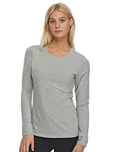 Felina | Key Item Long Sleeve Crew Neck Tee | Cotton & Modal | 2-Pack (Black Heather Gray, Large)