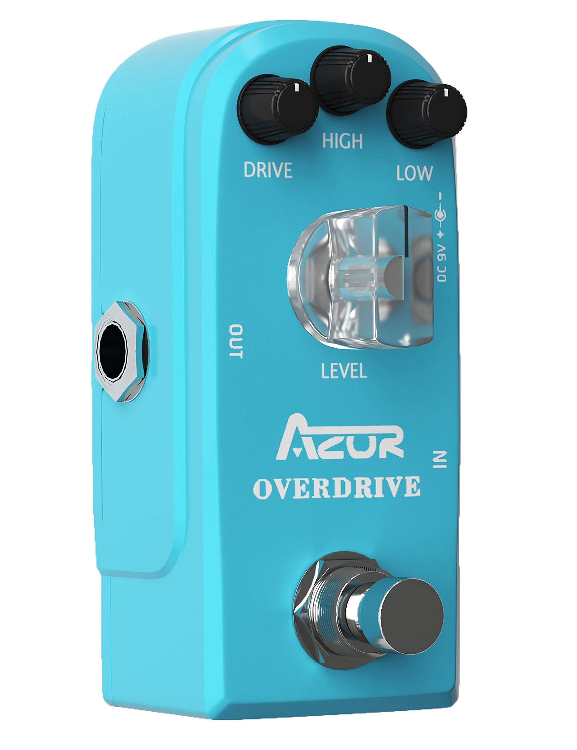 AZOR Pedal Power Adapter with Overdrive Guitar Effect Pedal, Classical Pedal with True Bypass Blue AP-308