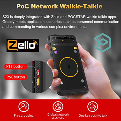 CONQUEST 5G Rugged Smartphone, S23 Unlocked Cell Phone with PTT Button, Android 12, 6.58'' Screen, 12GB+256GB, 10000mAh Battery, 108MP Main Cam, Dual SIM, NFC (Red-DMR)