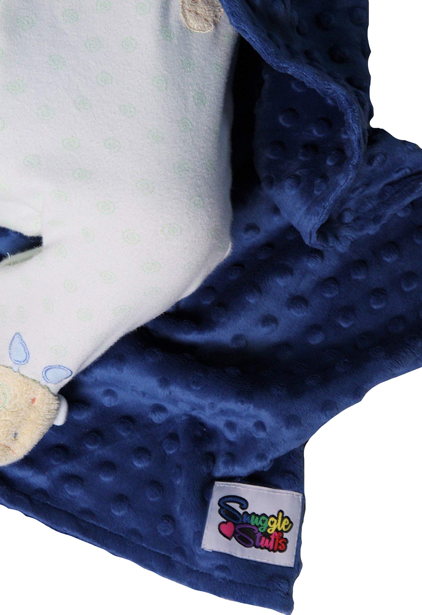 Reversible Unisex Children's Soft Baby Blanket Minky Dot (Navy/Navy)