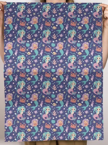 CENTRAL 23 Mermaid Wrapping Paper - 6 Gift Wrap Sheets For Girls - Underwater Creatures - Baby Girl Wrapping Paper - Recyclable