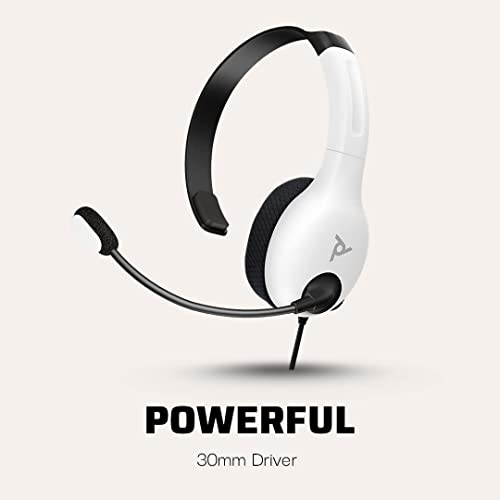 PDP LVL30 Wired Headset with Single-Sided One Ear Headphone for PC, Xbox - Mac, Tablet Compatible - Noise-Cancelling Mic - Lightweight, Cool Comfort, Great for Gaming, School and Remote Work - White