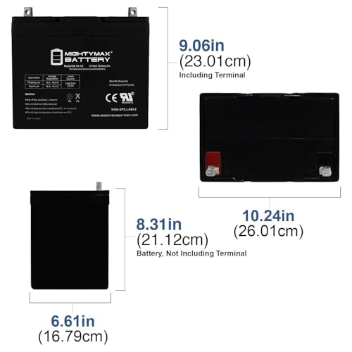 Mighty Max Battery ML75-12 - 12 Volt 75 AH, Nut and Bolt (NB) Terminal, Rechargeable SLA AGM Battery