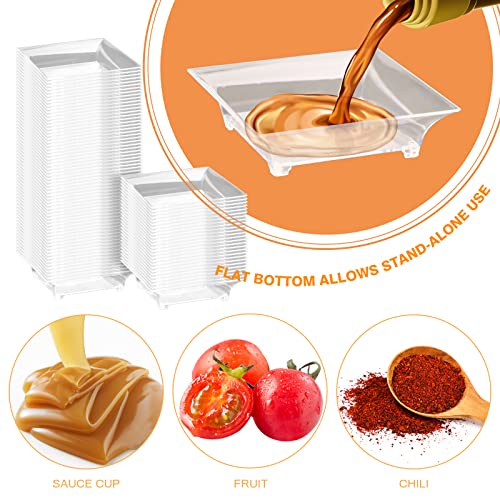 GothaBach 100 Pcs Mini Dessert Plates, Clear Disposable Mini Plastic Tray, Mini Plastic Dish for Sauce, Dessert, Fruit or Appetizer(2.4'') (Style 2)