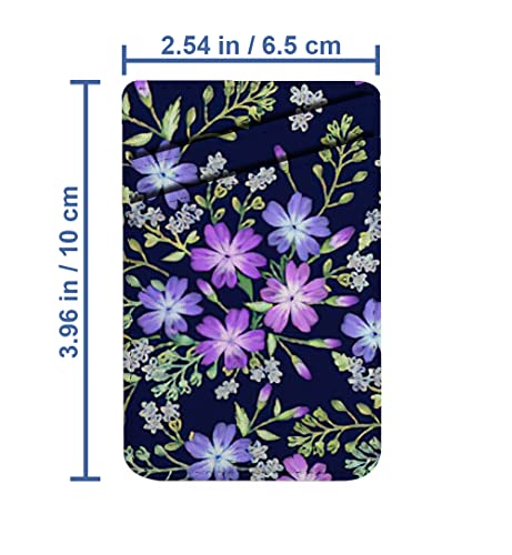 Diascia Pack of 2 - Cellphone Stick on Leather Cardholder ( Beautiful Purple Flowers Pattern Pattern ) ID Credit Card Pouch Wallet Pocket Sleeve
