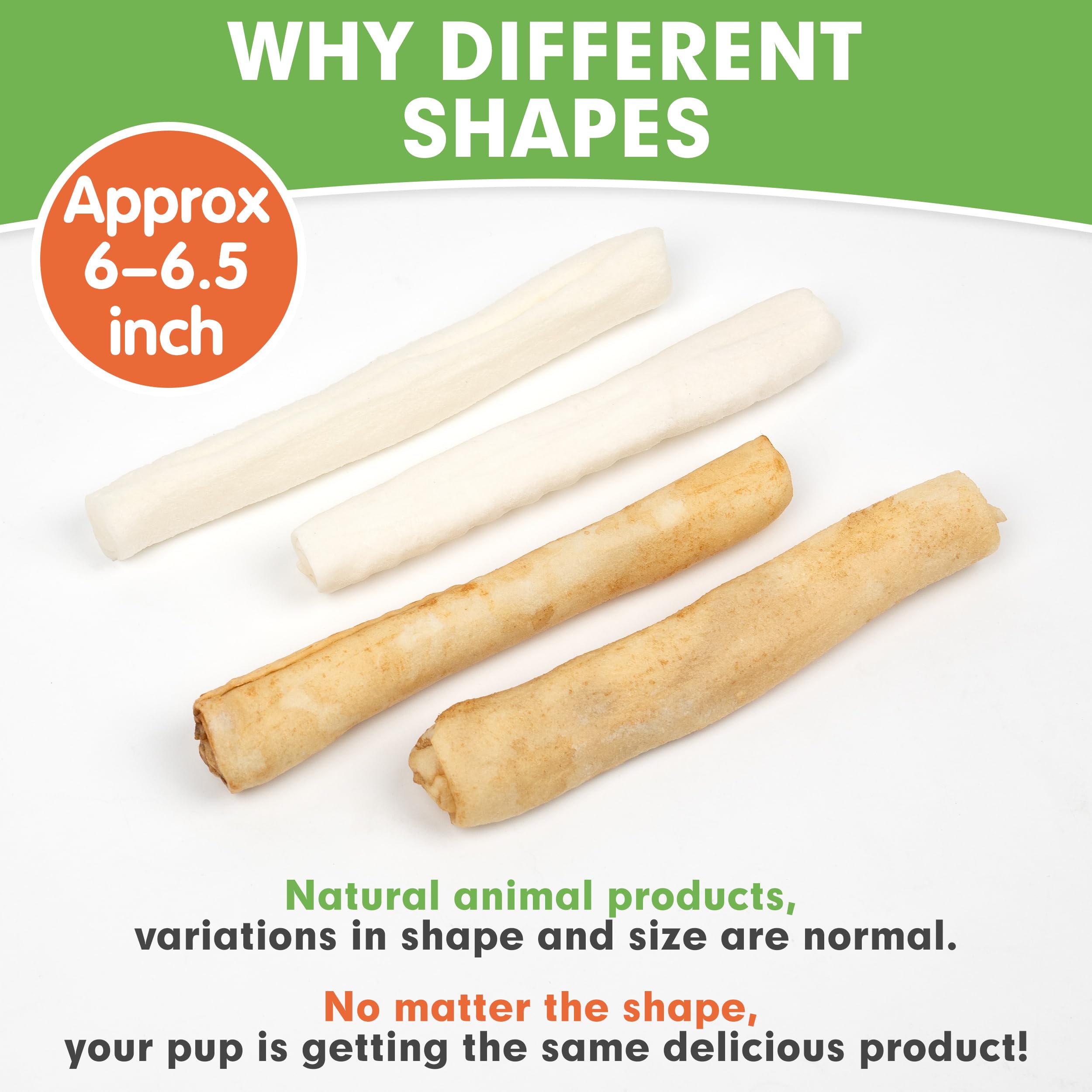 MON2SUN Dog Rawhide Rolls Twist Sticks 6.5 Inch Dog Chew Treats Natural Flavor 60 Count for Puppy and Small Dogs