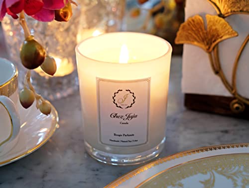 Chez Juju Natural Soy Wax Candle | Peony & Blush Suede | Luxurious Scented Candle Fragrance Aromatherapy | Clean Burning | Handcrafted | Plant-Based Vegan Eco Friendly | Pure Fine Essential Oils