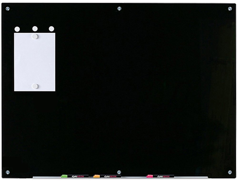 Audio-Visual Direct Magnetic Black Glass Dry-Erase Board Set - 35 1/2 x 47 1/4 Inches -