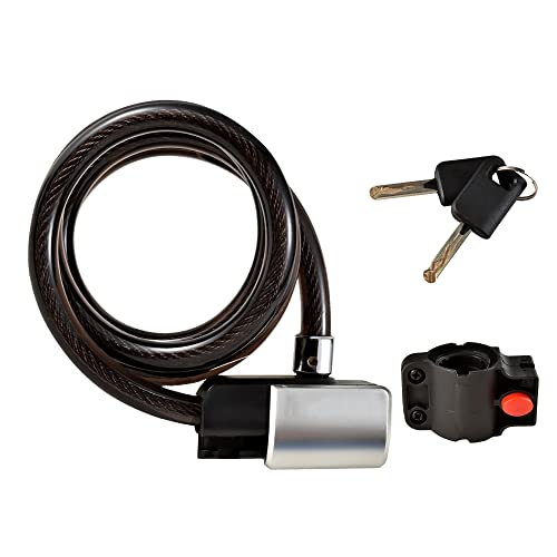 AZPINGPAN Spiral Cable Lock Bicycle Lock 丨 with 2 Keys Super C-Level Lock Core Portable Self-Winding Mountain Bike Accessories Car Lock 丨 Environmentally Friendly PVC Outer Layer