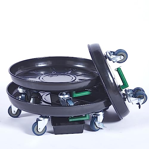 Choclaif Plant Caddy with Wheels - Heavy Duty Iron Plant Stand - Round Pot Trolley for Indoor and Outdoor - Built-in Drainage System - Durable and Easy Mobility(14IN, 3PACK)