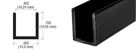 Brixwell SDCD38BL-CCP36 Black 3/8" Fixed Panel Shower Door Deep U-Channel - 36"