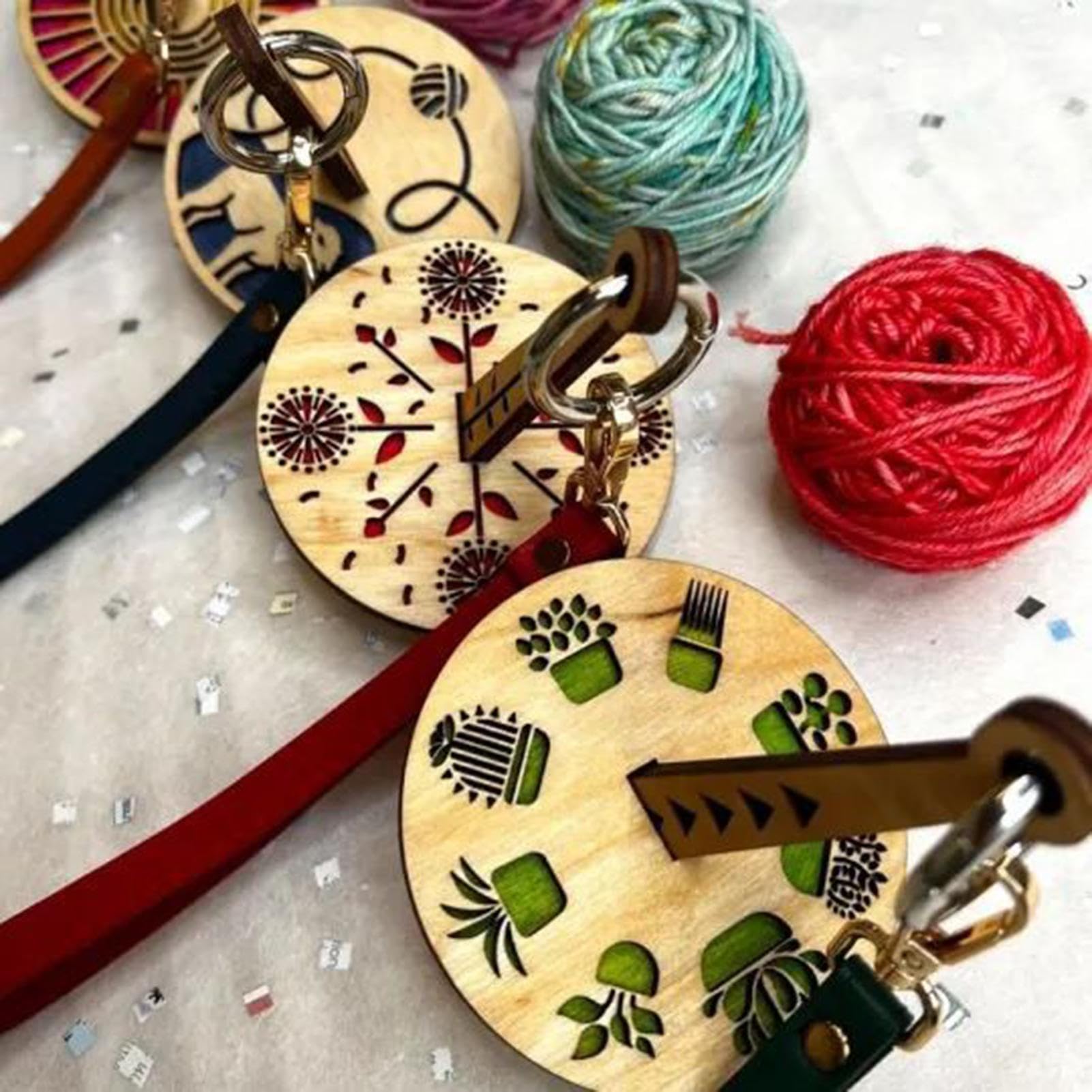 Wood Yarn Holder | Portable Wooden Yarn Holder with Wrist Strap | Knitting Crocheting Embroidery Accessories for Hats, Cardigans, Sweaters, Socks, Blankets, Handicrafts