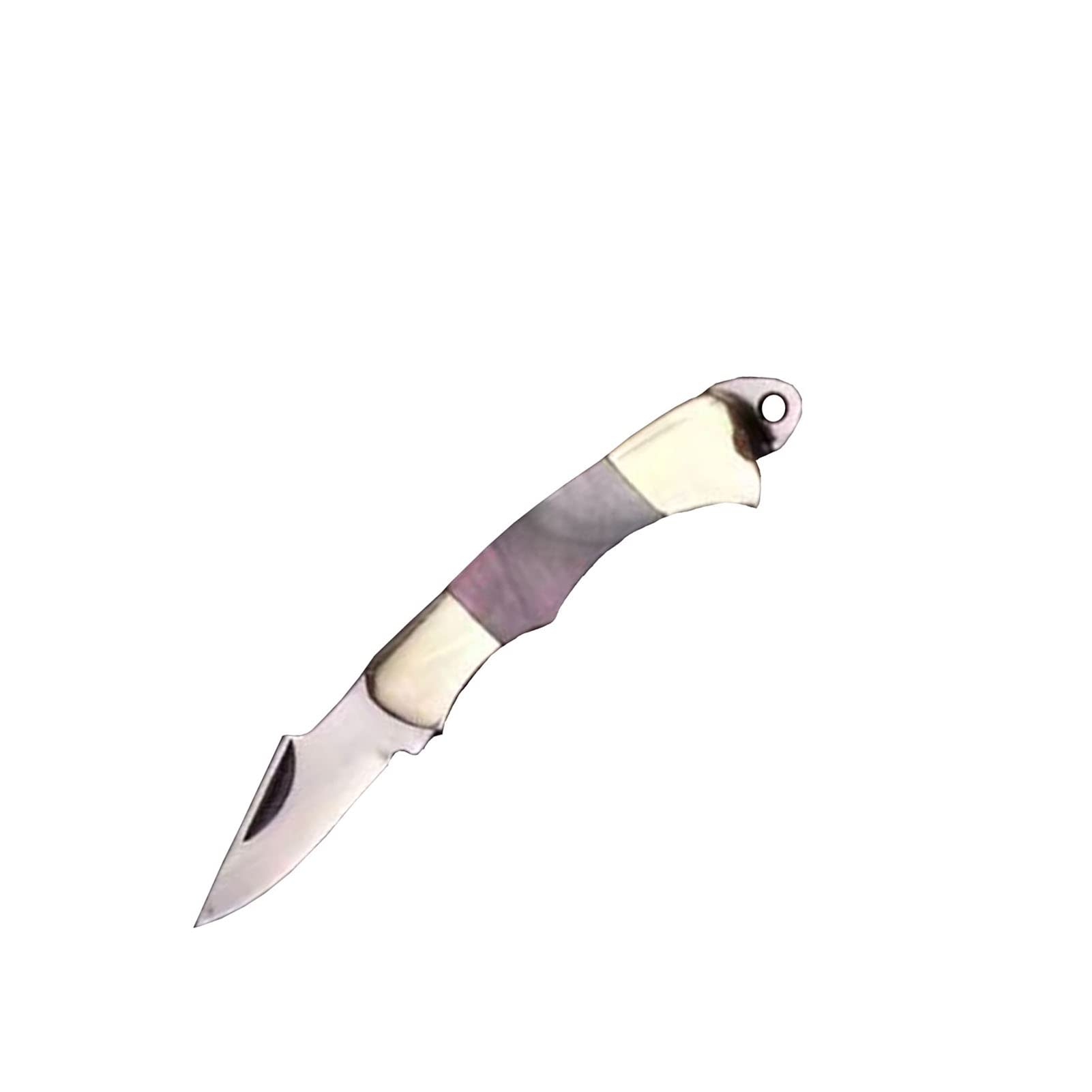 Fon ALLey mini pocket knife brass and natural shell handle knives… (Black)