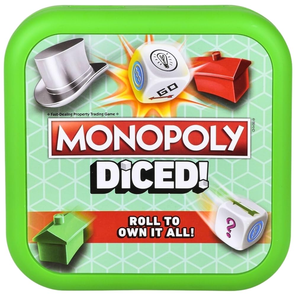 Hasbro Gaming Monopoly Diced Game, Easy to Learn Game, Quick Game, Portable Travel Board Game, Fast Game for Kids Ages 8 and Up