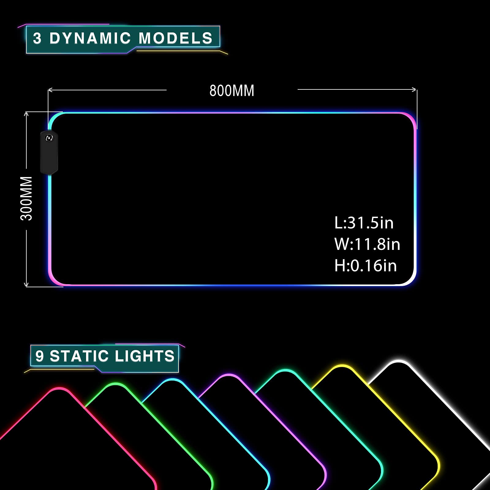 Personalized RGB LED Extended Gaming Mouse Pad Make Your Own Customized Large Gaming Mousepad Custom Keyboard Mouse Mat for Office Dorm Personalised Gifts Presents for Gaming Lovers, 31.5x11.8in