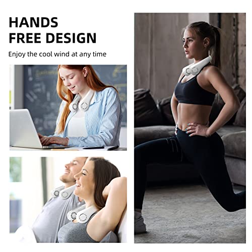 Grarg Portable Neck Fan, 5 Speed Personal Neck Fan with Digital Display, USB Rechargeable Bladness Neck Fan for Indoor Outdoor