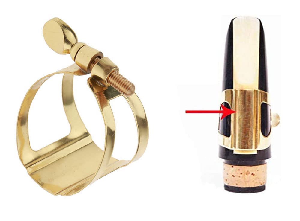 Jiayouy Brass Sax Ligature Soprano Saxophone Mouthpiece Ligature Fastener - Gold Plated