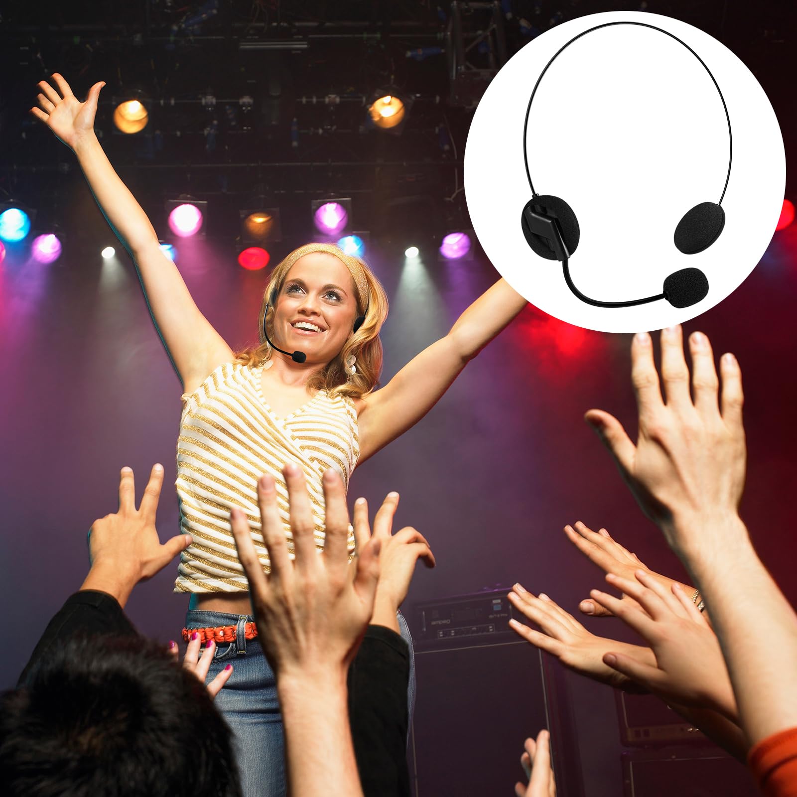 CASW Fake-Microphone-Headset Rockstar Pop-Star-Costume : Only Suitable For Adults - Fake Rock Star Popstar Singer Headset with Mic Costume Accessory Prop