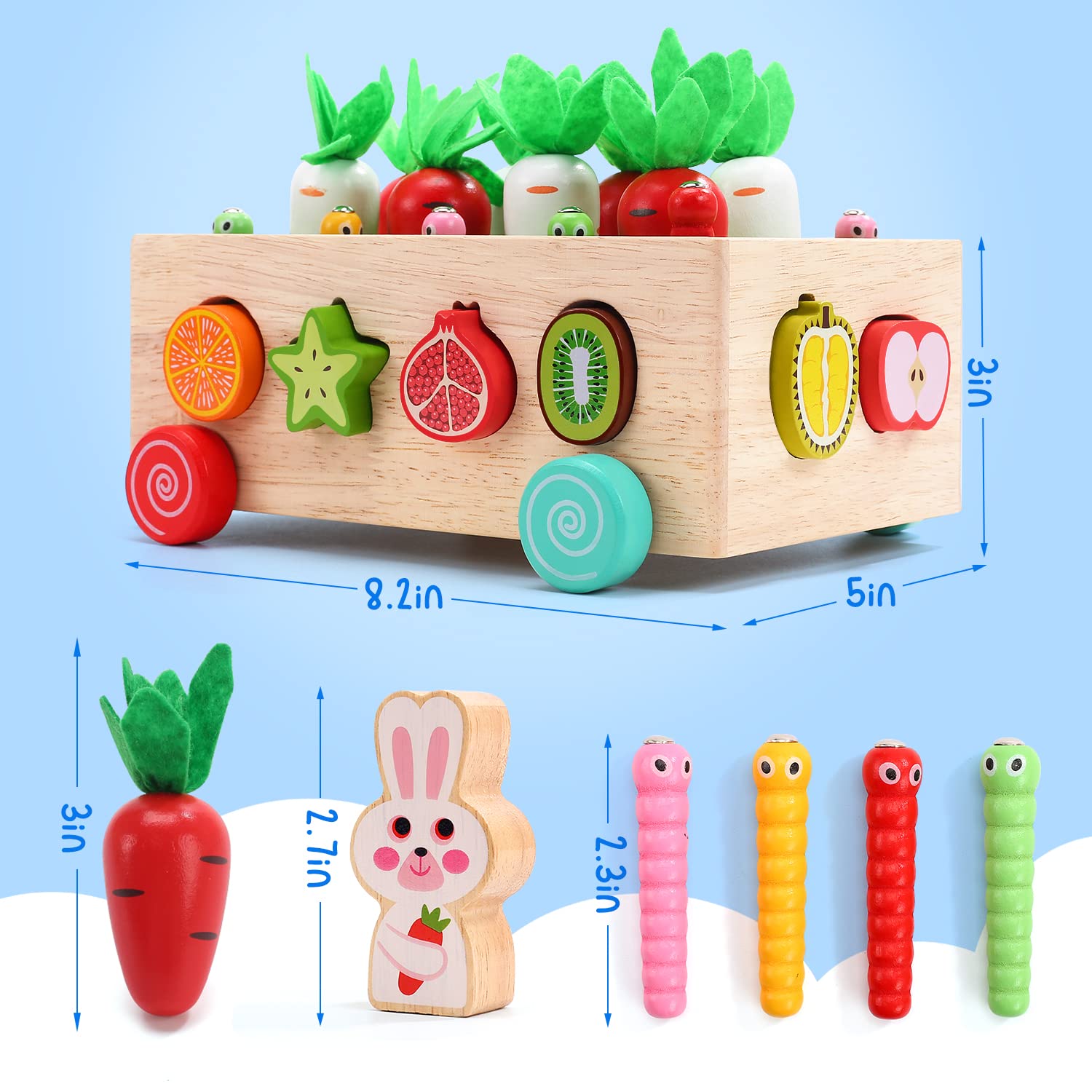 CUTE STONE Montessori Wooden Stacking Toys, Learning Sorting Toys for Toddlers, Baby, Kids, Boys and Girls