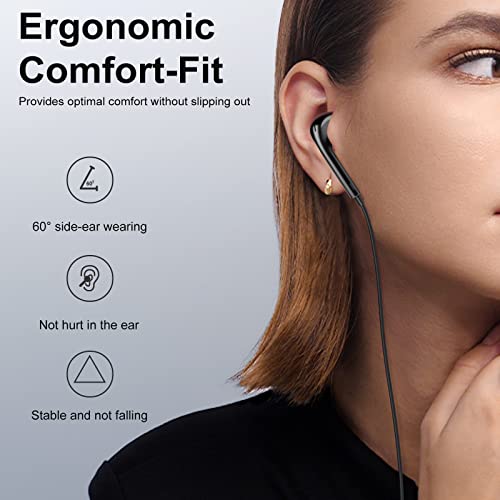 Coolden in-Ear Headphones for iPhone 14/13/12/11 Wired Earbuds with Microphone Volume Control Earpieces HiFi Stereo Headsets Compatible with iPhone 14 Pro/13 Pro/12/11/XR/XS/X/7/7 Plus/8/8Plus,Black