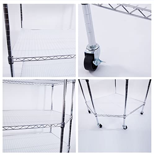Cffuvros 6 Tiers Standing Corner Shelf, Adjustable Metal Storage Wire Shelving Unit Corner Rack Corner Shelving, with Wheels, for Restaurant,Living Room, Bathroom, Pantry,Kitchen