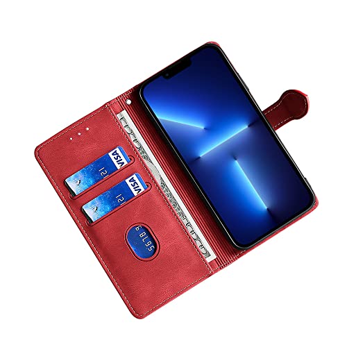 CYR-Guard Wallet Folio Case for Oppo Reno 6 PRO 5G Snapdragon Edition, Premium PU Leather Slim Fit Cover, Easy Carry, Red