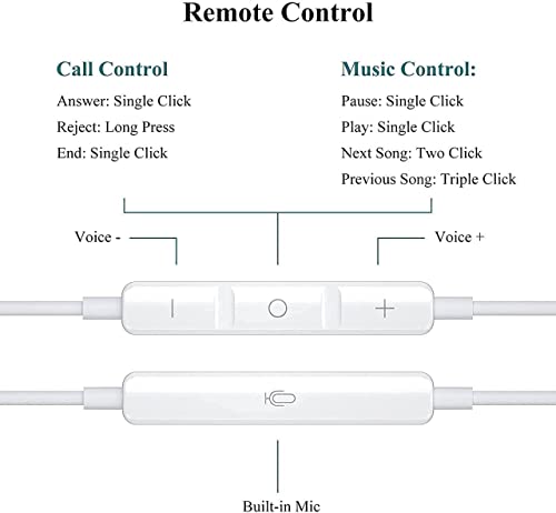 Earphones for iPhone,Headphones,in-Ear Stereo Noise Isolating Earbuds, Mic and Volume Control Compatible with iPhone 7/7 Plus/8/8 Plus/XS/XR/X/SE/11 Pro/11 Pro Max/12/12 Pro/13/13 Pro