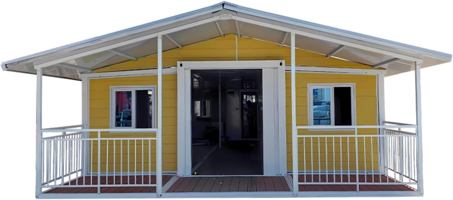 New Luxury Model 2 Bedroom 20ftx20ft Prefab House Tiny Home to Live in for Adults Mini Foldable Mobile Container Home Modular Guest Homes kit casas prefabricadas para Vivir with Canopy Terrace