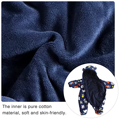 DDY Baby Girl Boy Hooded Romper Snowsuit with Booties Jumpsuit Infant Onesie Winter Outfits Jacket 6-9 Months