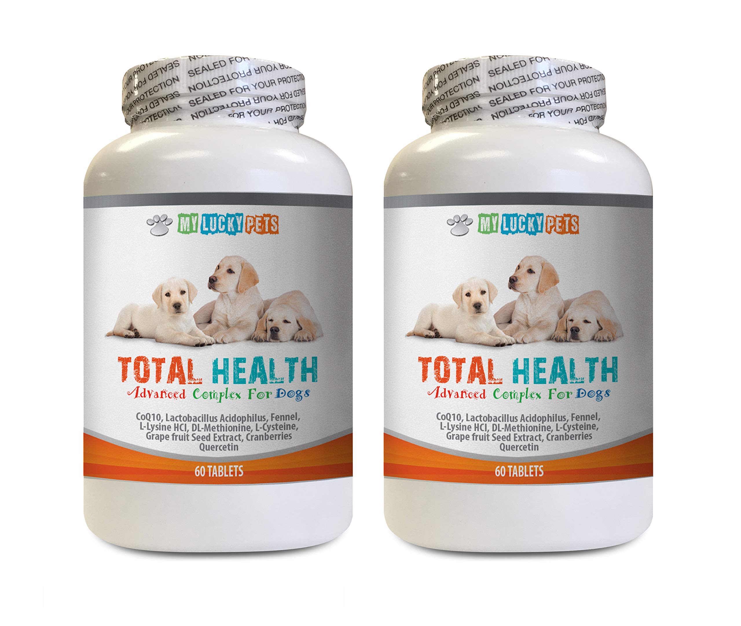 Dog Hair and Skin Supplements - Dogs Total Health Complex - Hair Coat Skin Teeth Gums Eye Urinary Support - Immune Booster - Vitamin c for Dogs Pills - 120 Tablets (2 Bottles)