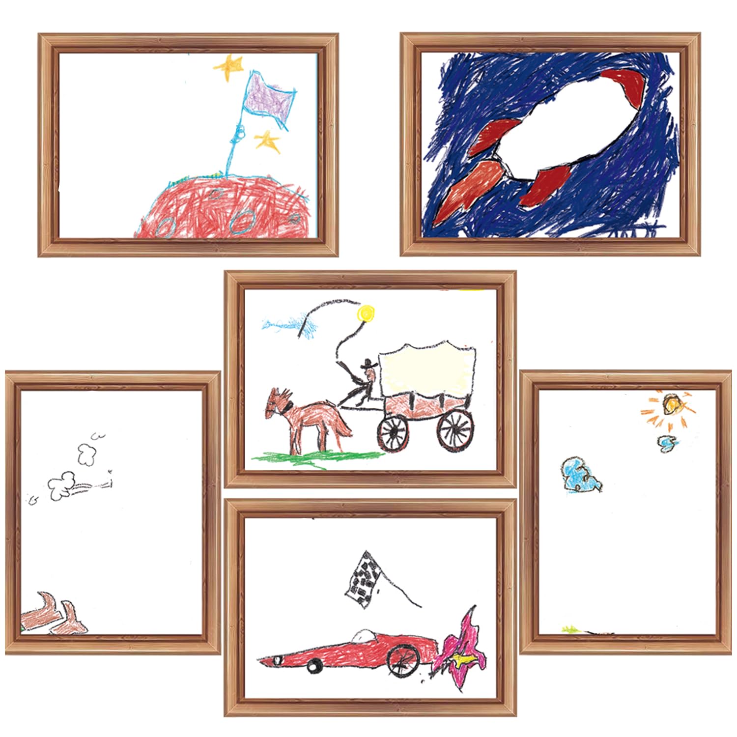 CEMECER 6PCS Drawings Centerpiece for Baby Shower, Room Prints, Playroom, Nursery Wall Art Decorations.