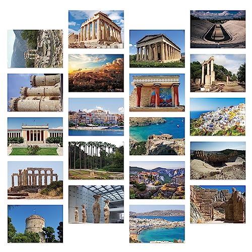 Dear Mapper Greece Vintage Landscape Postcards Pack 20pc/Set Postcards from Around the World Greeting Cards for Business World Travel Postcard for Mailing Decor Gift