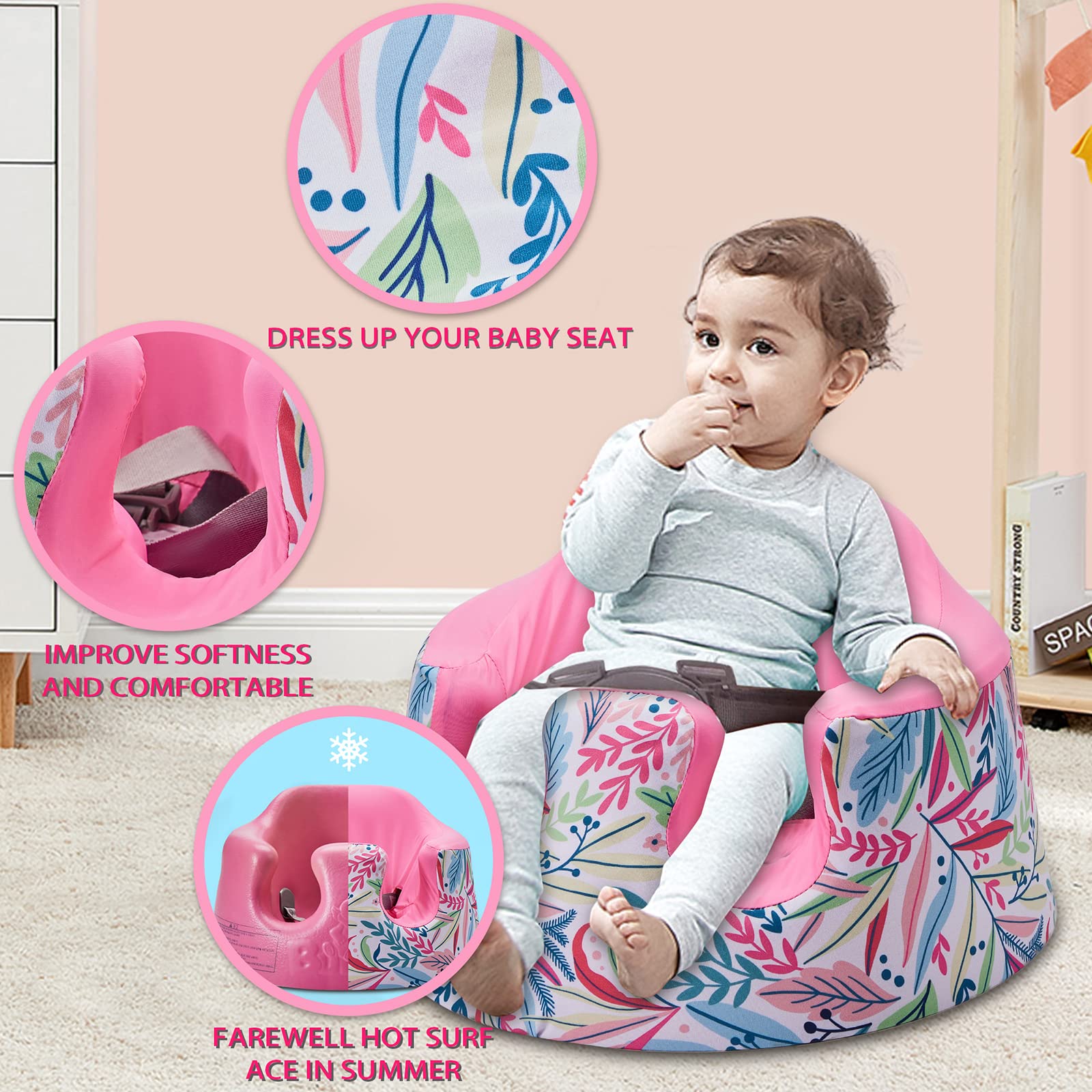 Baby Seat Cover, Multiple Styles Chair Cover Protection only Compatible with Bumbo Seats. (Multicolor Leaf)